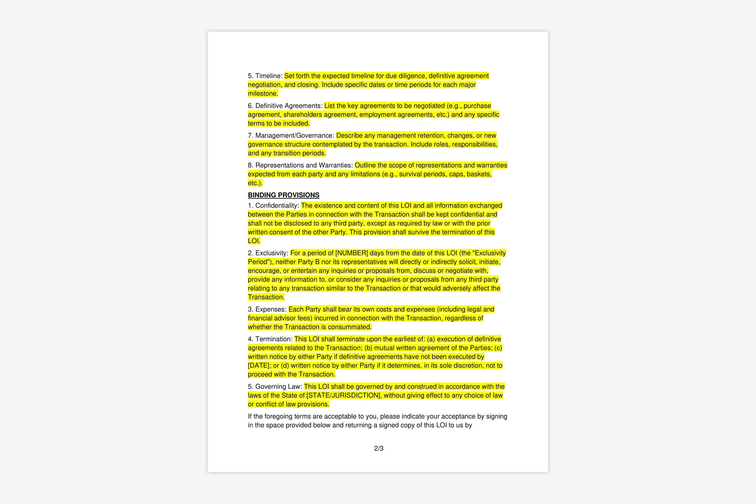 Letter of Intent (LOI) - Business Interest Template | Legal Forms ...