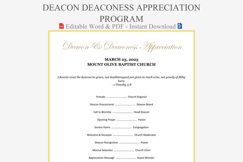 Deacon Program Template - Servant Program Sample | Church Programs ...