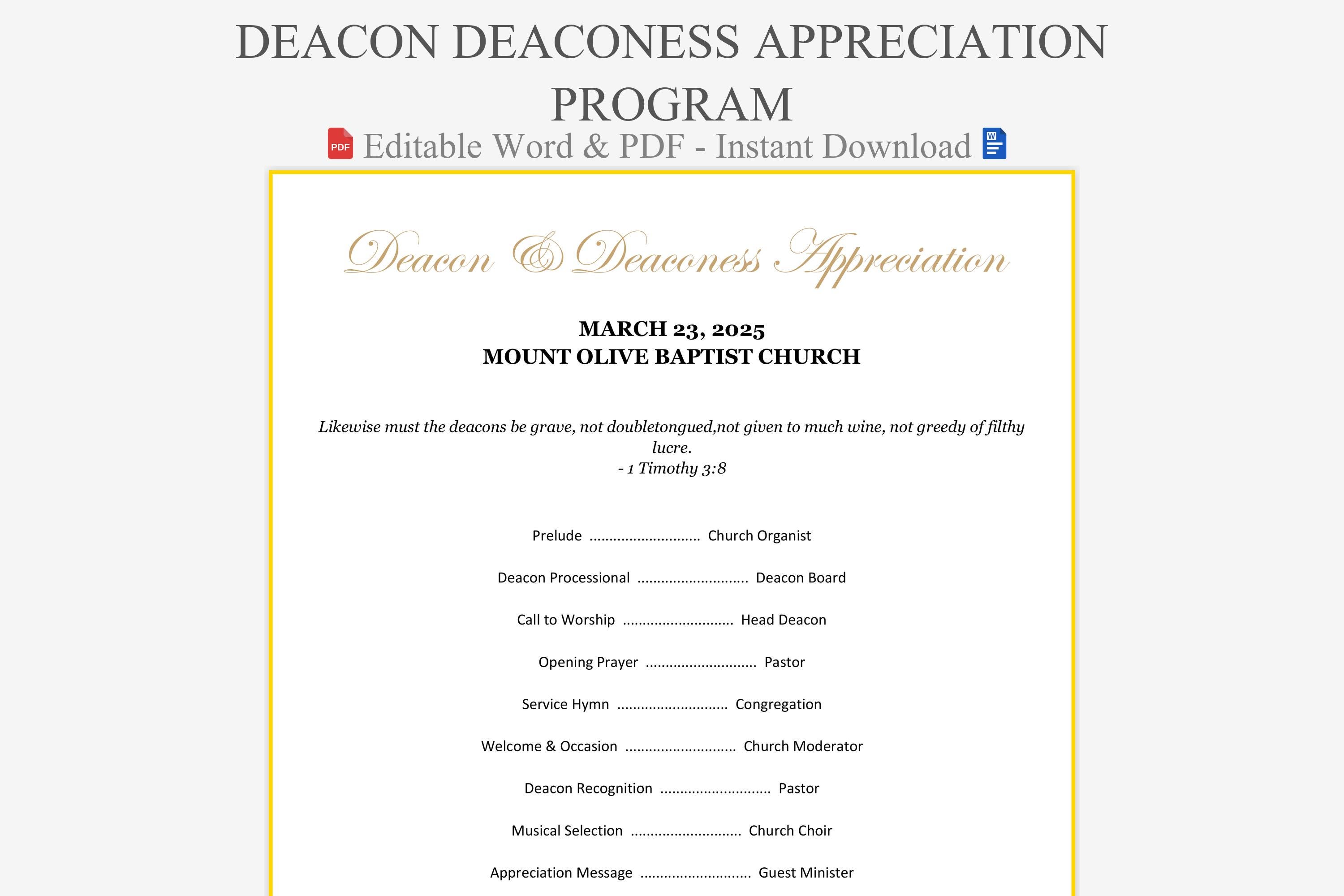 Deacon Program Template - Servant Program Sample | Church Programs ...