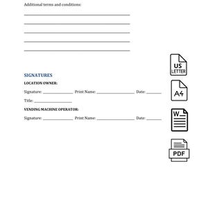 Vending Machine Agreement Template, Vending Contract, Machine Terms ...