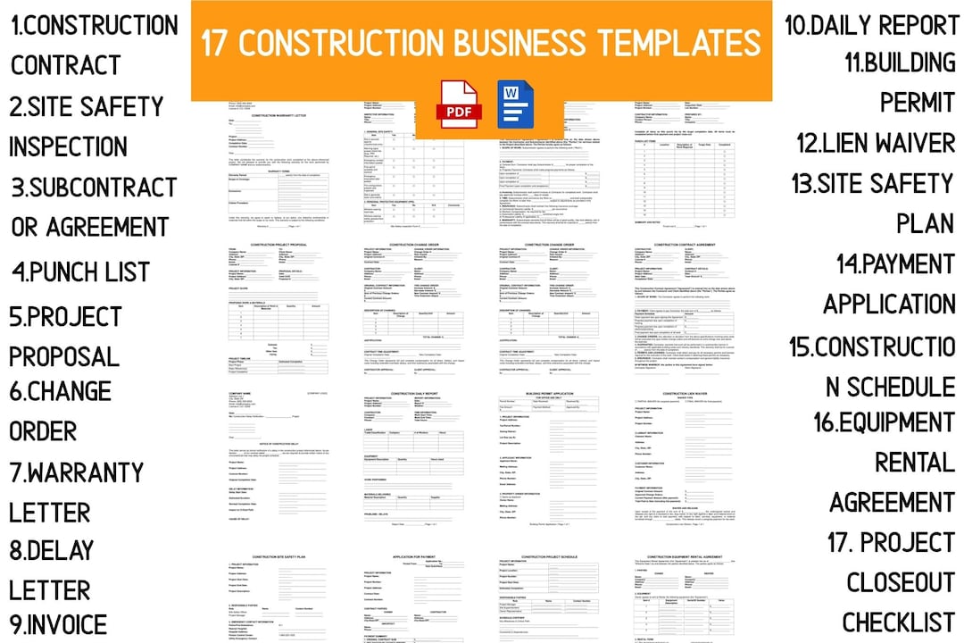Huge Construction Business Template Bundle - Construction Contract ...