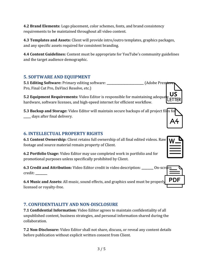 Youtube Video Editor Contract Template - Word & PDF Download - Etsy