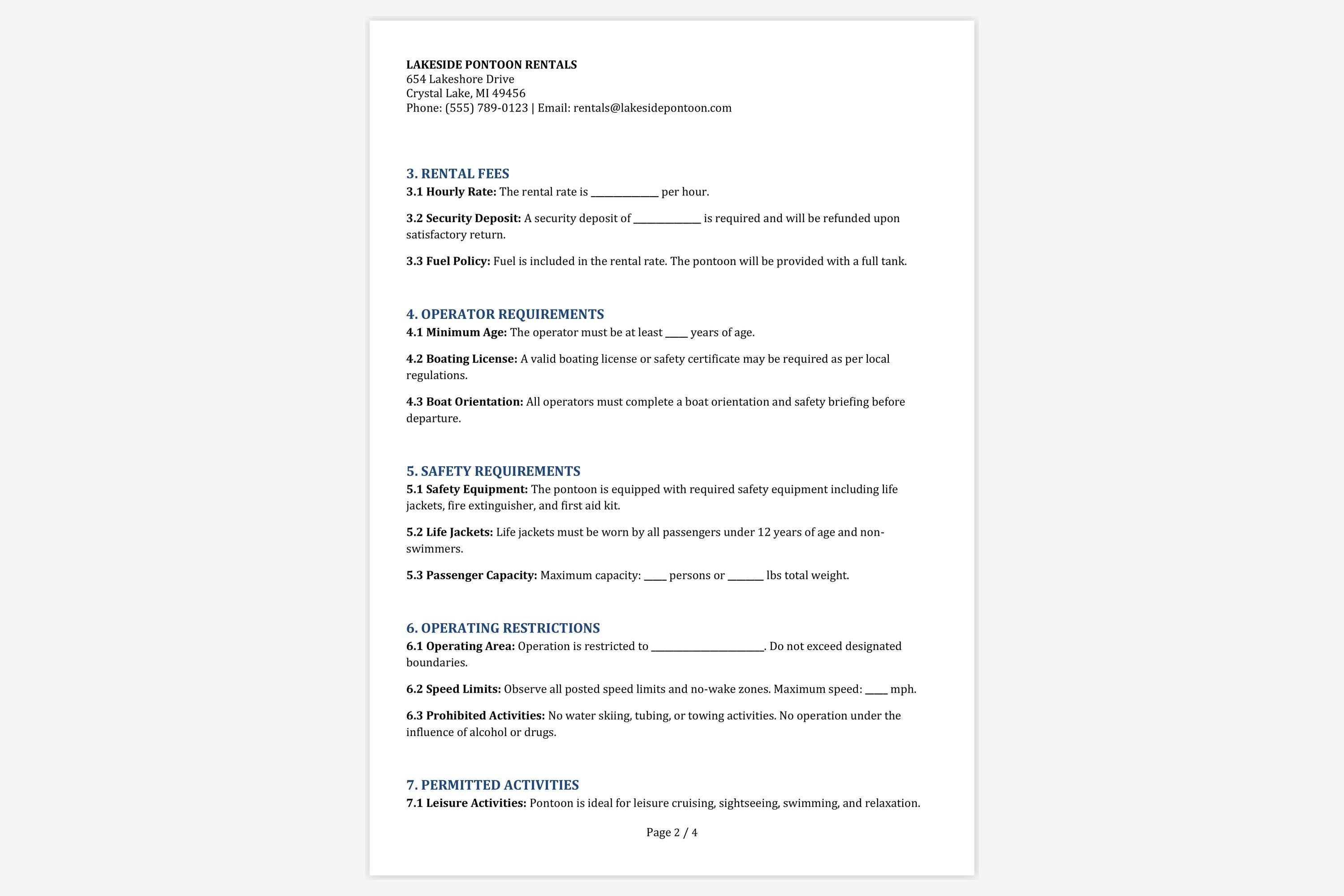 Pontoon Boat Rental Agreement Template. Printable Party Barge Lease ...