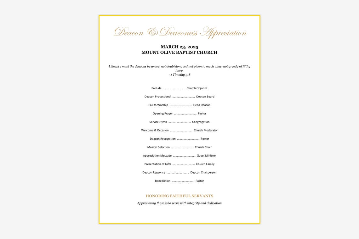 Deacon Program Template - Servant Program Sample | Church Programs ...