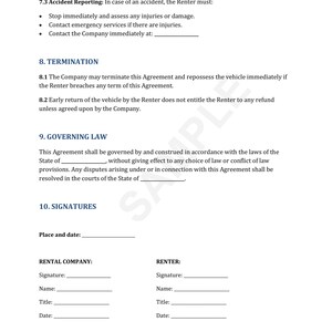 ATV Vehicle Rental Agreement Template - PDF & Word Download - Etsy
