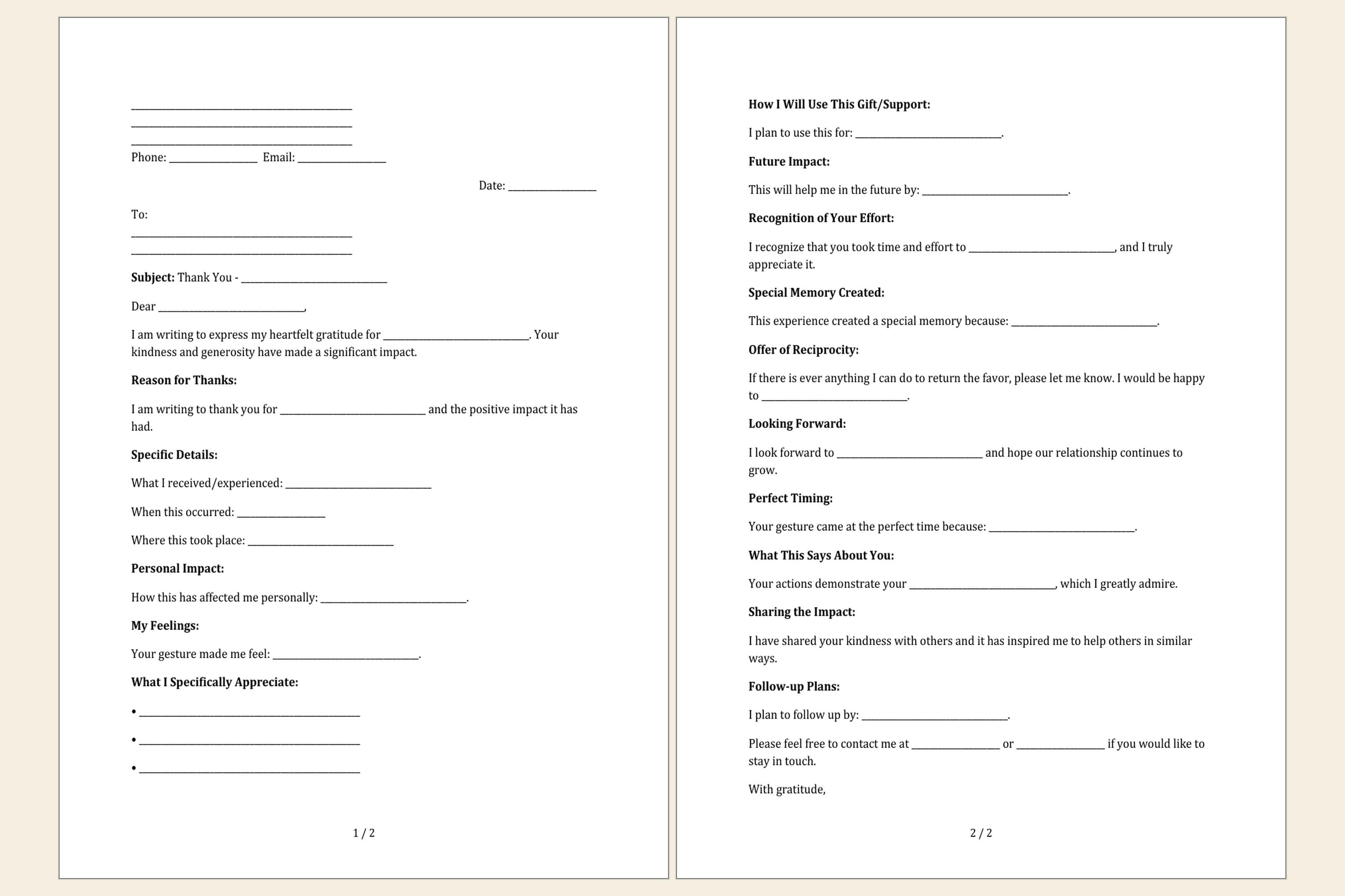 Thank You Letter Template Word & PDF Files - Appreciation Note Sample ...