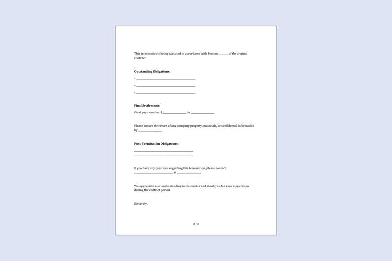 Contract Termination Letter - Agreement Cancellation Template ...