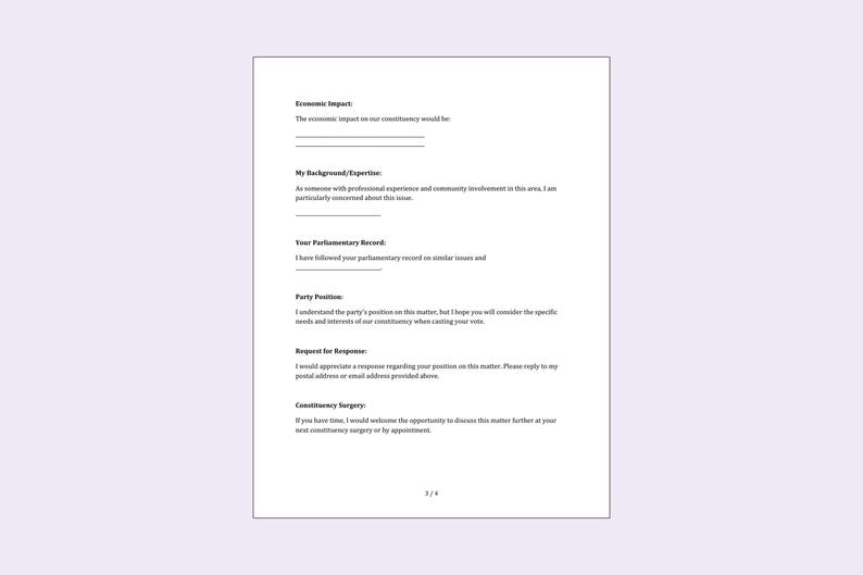 MP Letter Template Word PDF - Parliament Sample, Official Form, Contact ...