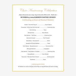 Church Choir Anniversary Program Template - Etsy