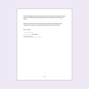 MP Letter Template Word PDF - Parliament Sample, Official Form, Contact ...