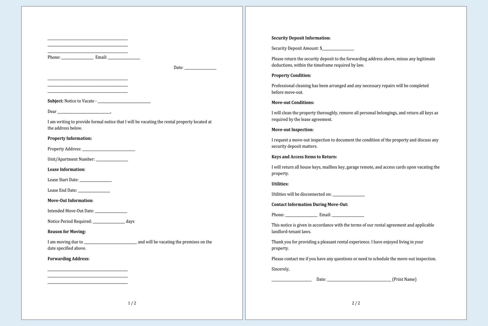 Moving Out Letter Template Word PDF | Moving Letter, Out Sample, Notice ...