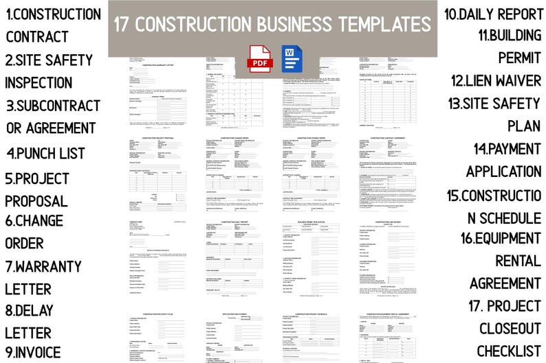 Big 17 Construction Contract Template Package - Delay Letter, Invoice ...