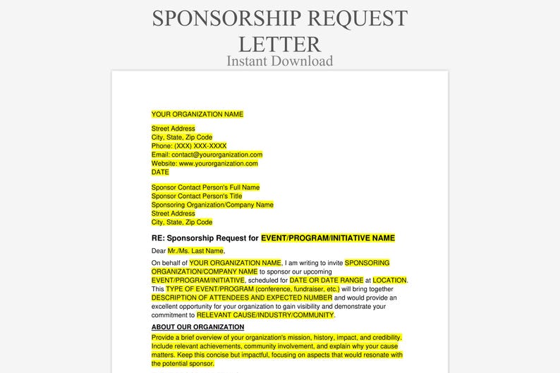Sponsorship Request Letter Template - Funding Proposal Template ...