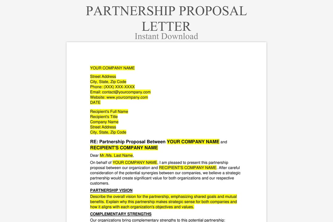 Partnership Proposal Letter - Collaboration Offer Template ...