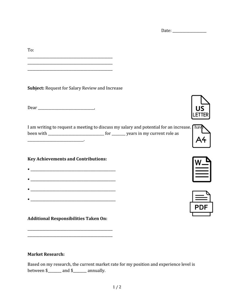 Salary Increase Request Letter Template Word & PDF - Raise Appeal ...