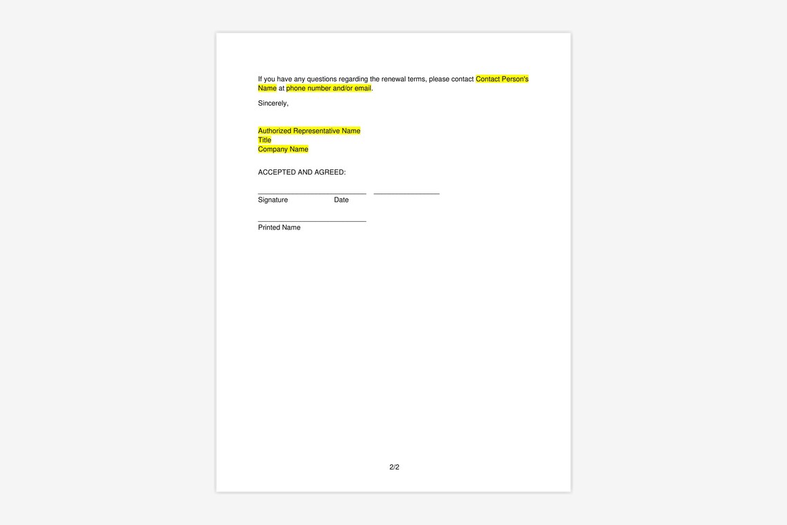 Contract Renewal Letter - Agreement Extension Template | Business Forms ...