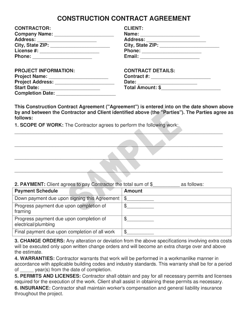 Big 17 Construction Contract Template Package - Delay Letter, Invoice ...