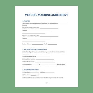 Vending Machine Agreement Template, Vending Contract, Machine Terms ...