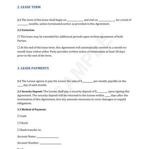 Car Lease Agreement Between Two Parties - Etsy