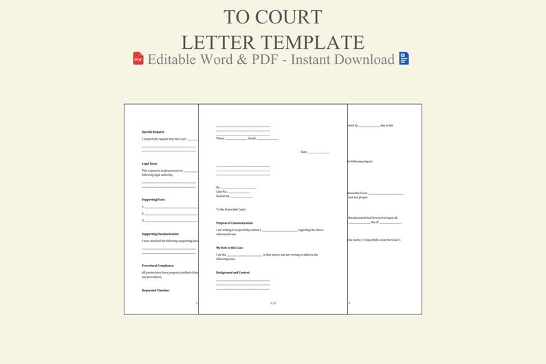 Letter to Court Template Word PDF | Legal Correspondence Sample ...