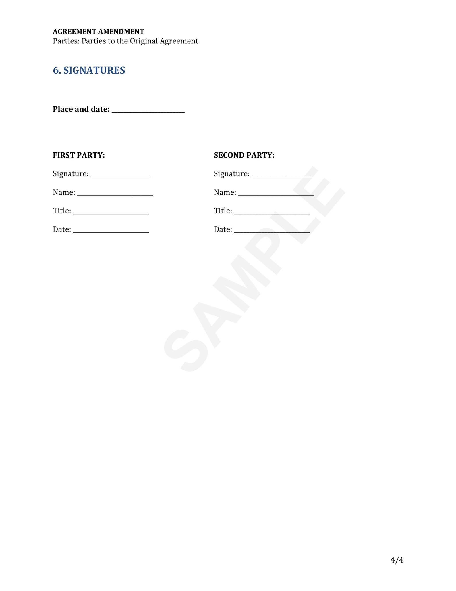 Agreement Amendment Template - Download - Etsy