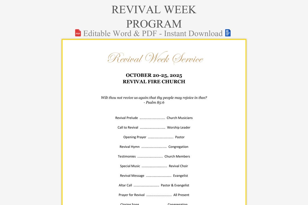 Revival Week Program Template - Spiritual Renewal Sample | Church ...