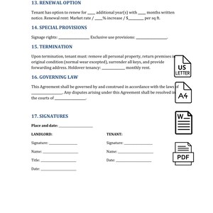 Office Space Lease Contract Template - Etsy