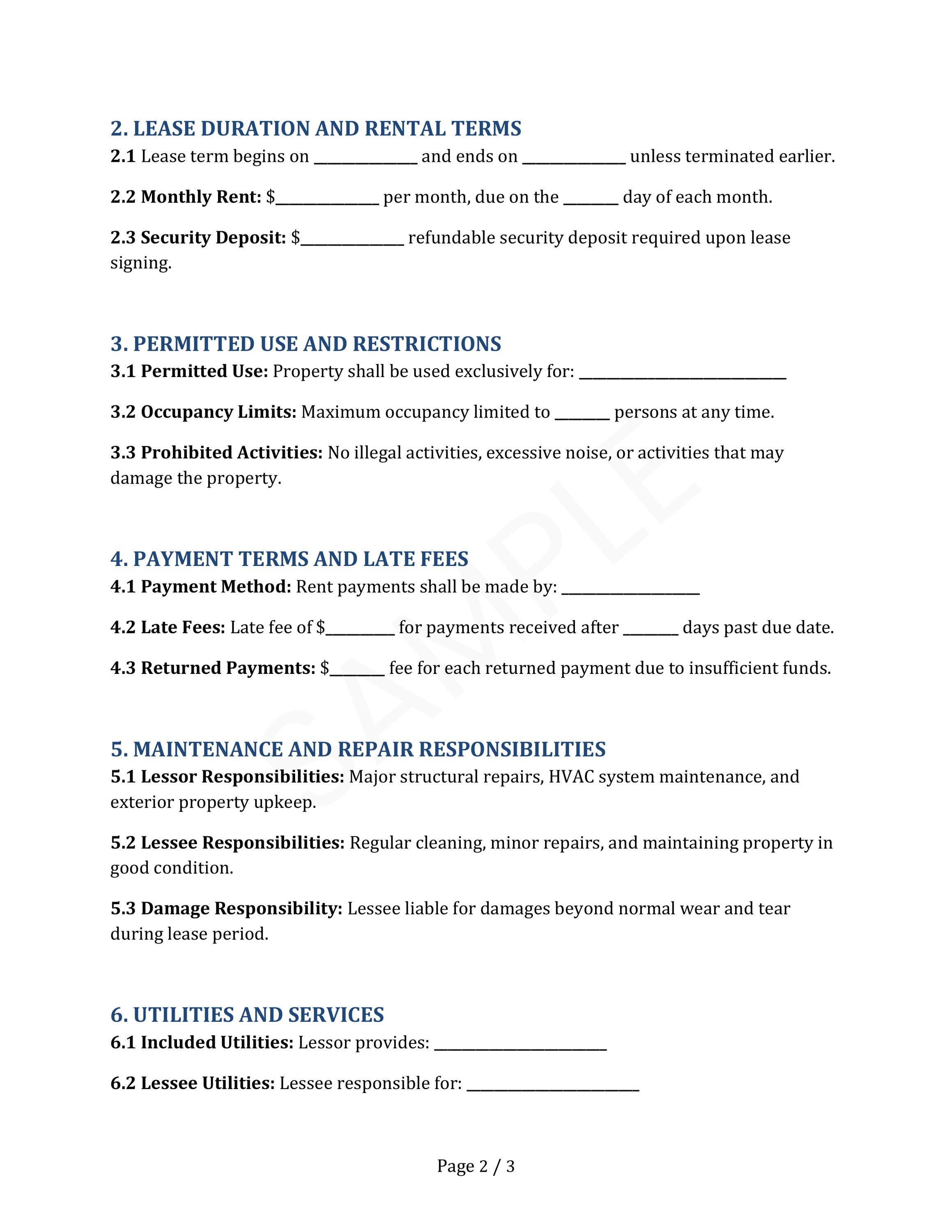 Lease Agreement Between Two Parties Template - PDF and Word Download - Etsy