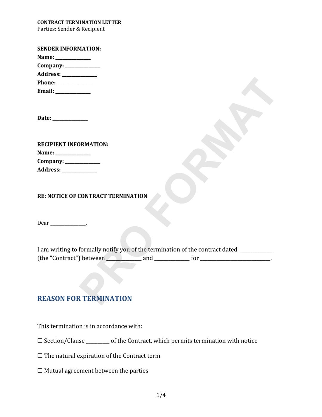 Contract Termination Letter, Deal Conclusion, Partnership Close ...