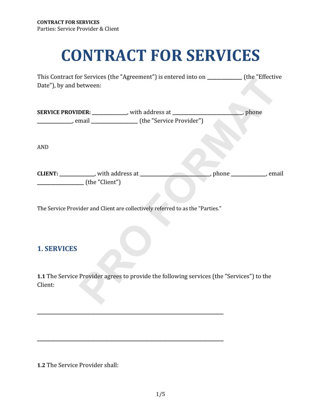 Service Agreement, Work Contract, Job Terms, Project Outline, Labor ...