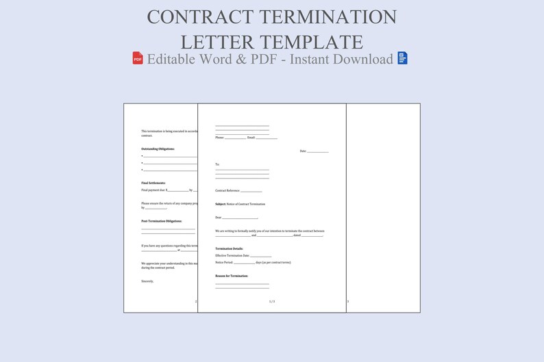 Contract Termination Letter - Agreement Cancellation Template ...