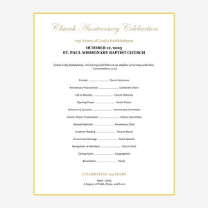 Church Anniversary Program - Congregational Template | Church Programs ...