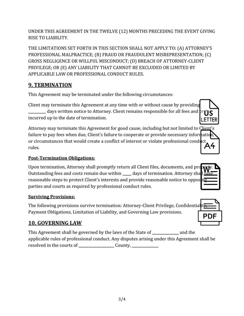 Legal Services Contract Template | Attorney Client Agreement Sample - Etsy
