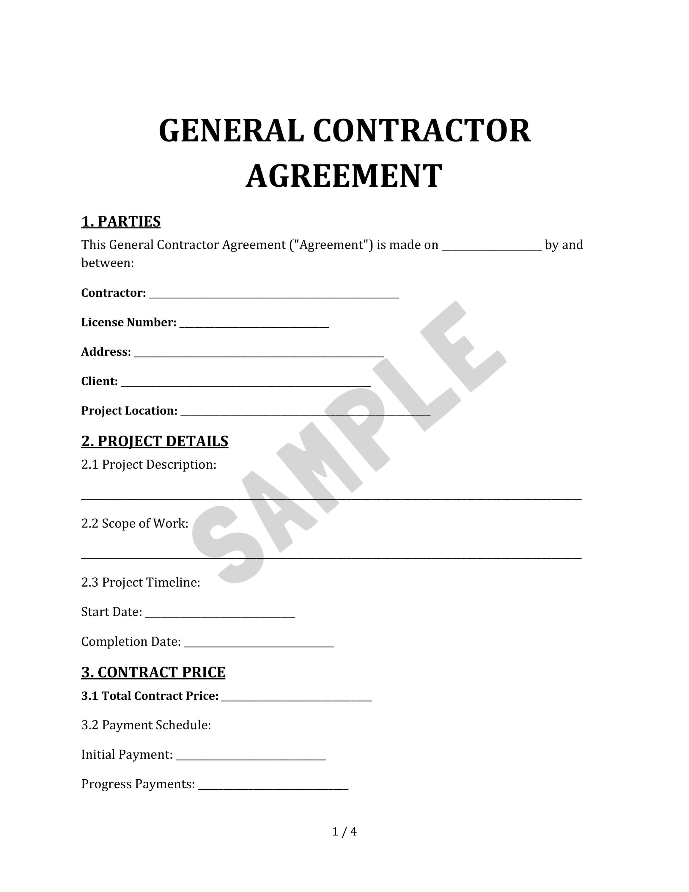 General Contractor Agreement - Construction Contract Template ...