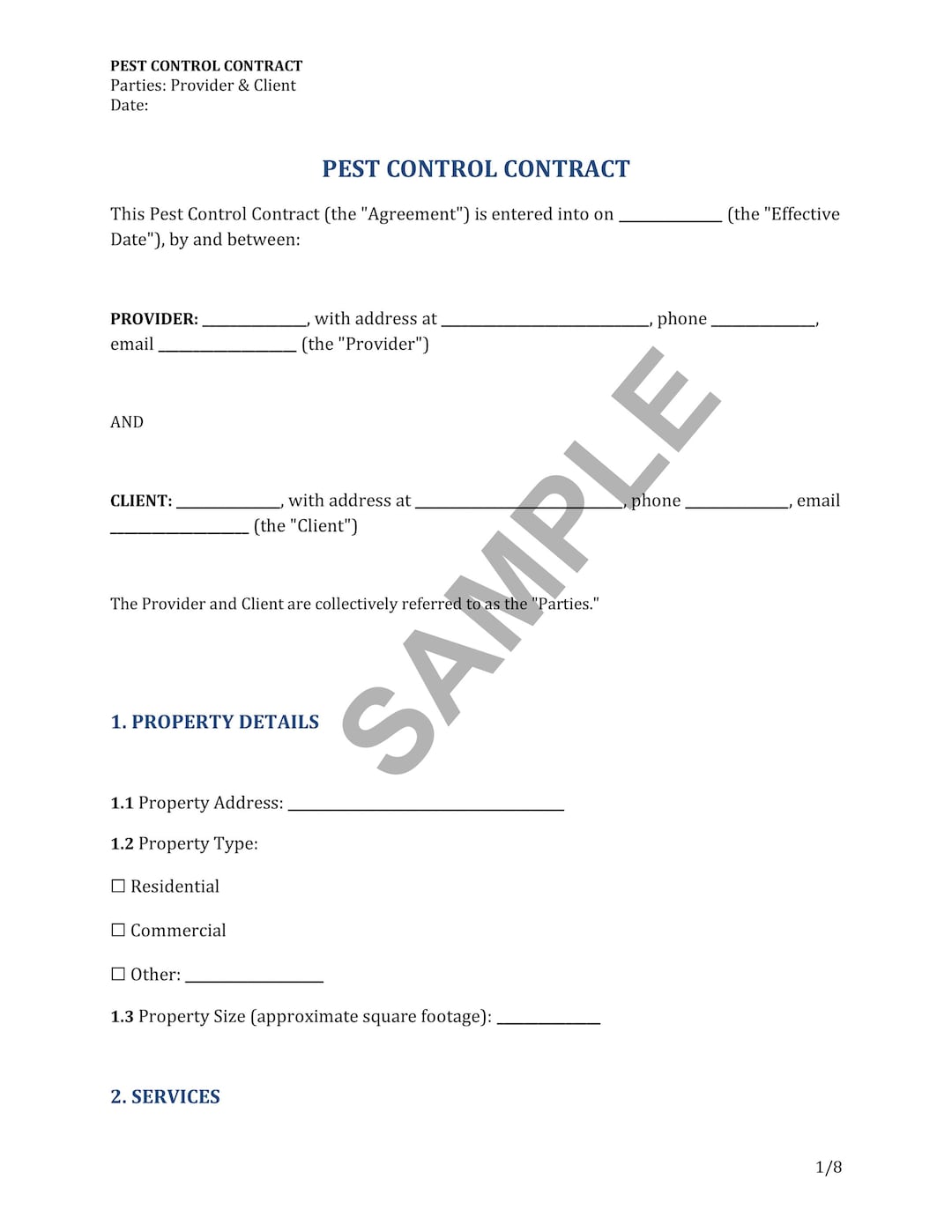 Pest Control Service Contract Template | Fully Editable in Word & PDF ...