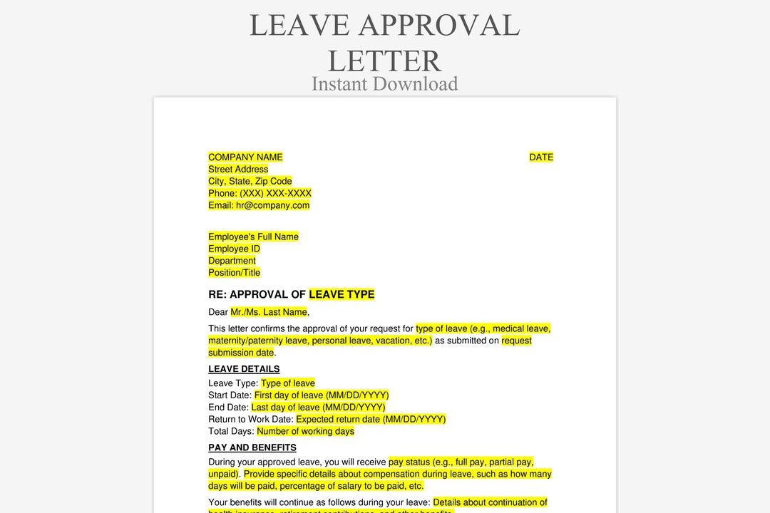 Leave Approval - Vacation Granted - Sick Leave - Personal Time ...
