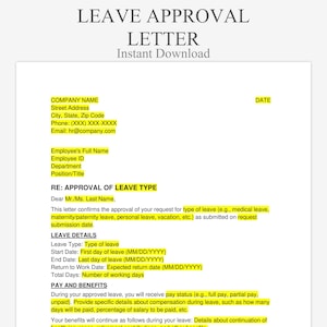 Leave Approval - Vacation Granted - Sick Leave - Personal Time ...