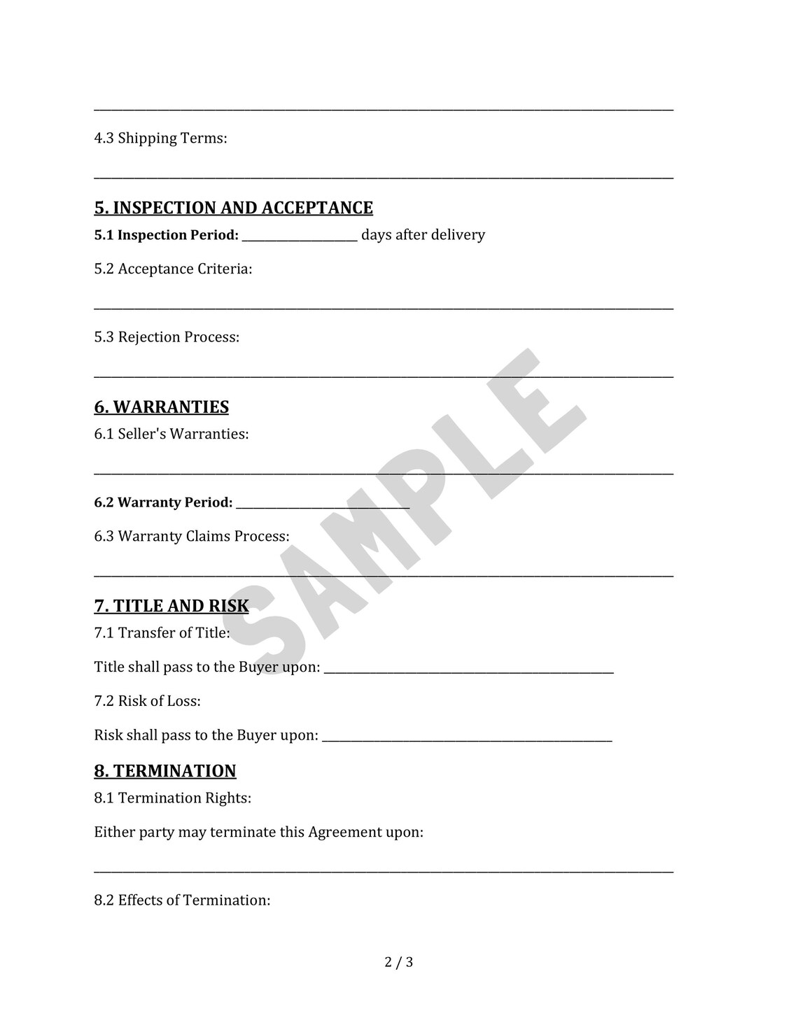 Sales Agreement - Product Purchase Template | Business Forms ...