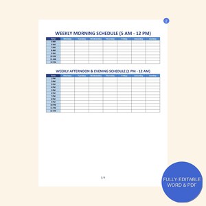 Weekly Overview Planner, Schedule Template | Printable & Editable ...