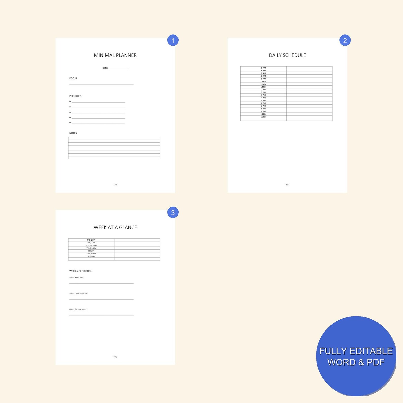 Minimalist Planner, Simple Planning Template | Printable & Editable ...