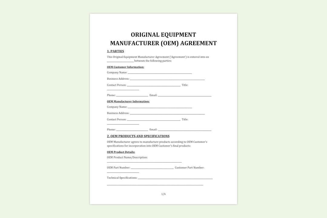 OEM Agreement Template | Manufacturer Contract Sample - Etsy