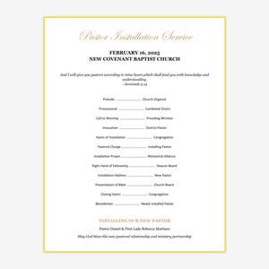 Pastor Installation Program Template - New Leader Sample | Church ...
