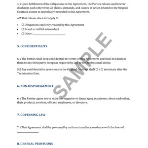 Contract Termination Agreement | Editable Word & PDF | End of Contract ...