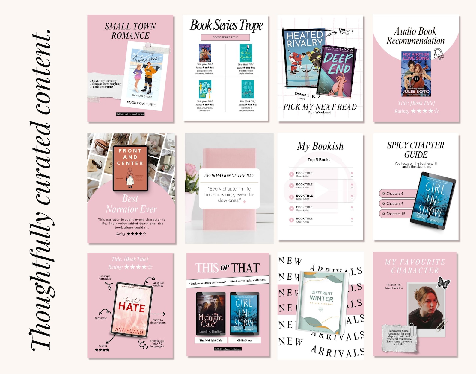 Bookstagram Canva Templates, Book Blogger Social Media Kit, Author ...