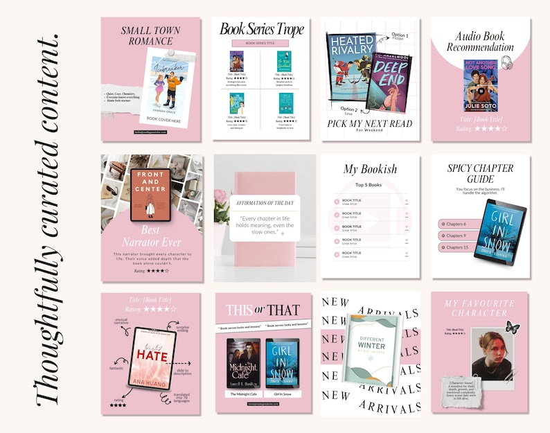 Bookstagram Canva Templates, Book Blogger Social Media Kit, Author ...