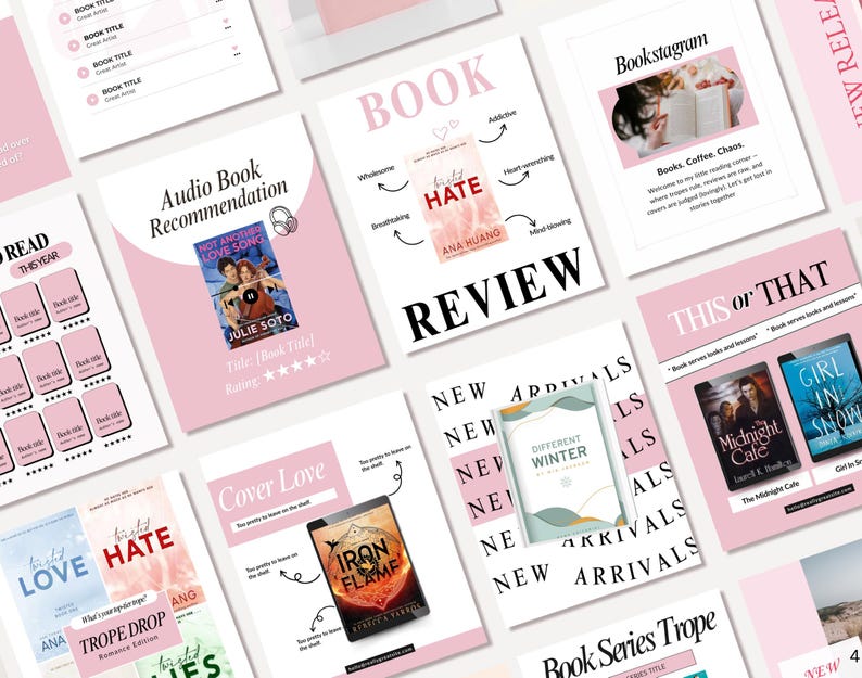 Bookstagram Canva Templates, Book Blogger Social Media Kit, Author ...