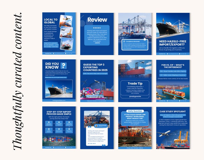 Import Export Canva Templates | Logistics, Freight Forwarding, Global ...