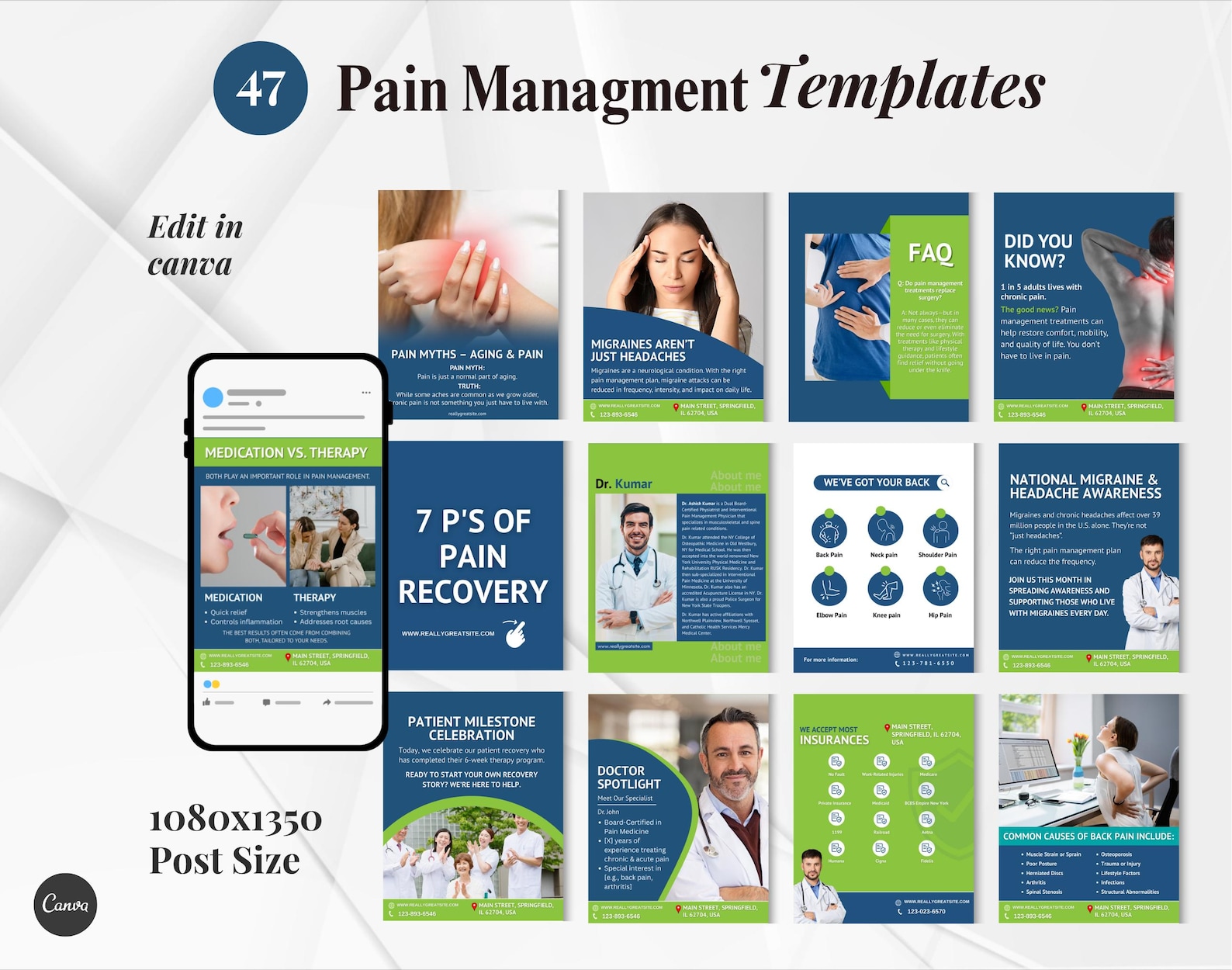 Pain Management Canva Templates, Therapy, Wellness, Chronic Pain ...
