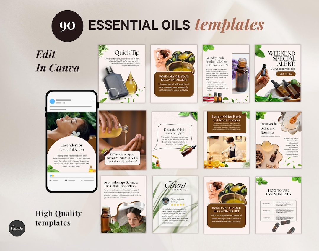 Essential Oils Canva Templates, Aromatherapy, Wellness Coach, Skincare ...