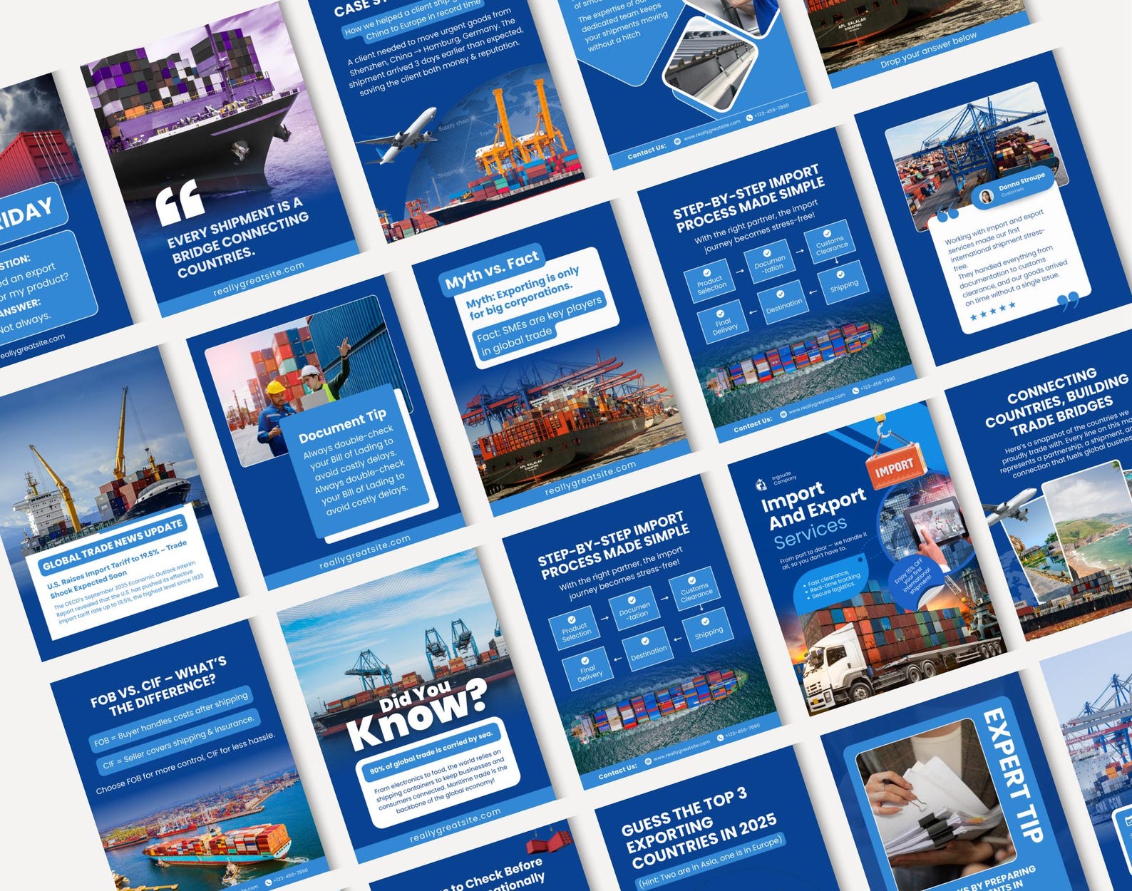 Import Export Canva Templates | Logistics, Freight Forwarding, Global ...
